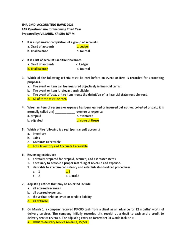 Accounting Fundamentals Practice Test: Preparing for the CPA Licensure ...