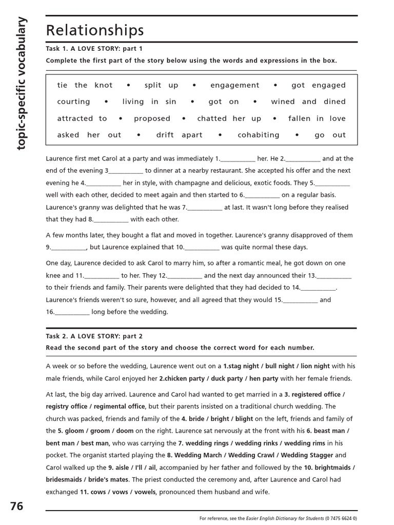 Relationships: For Reference, See The Easier English Dictionary For ...