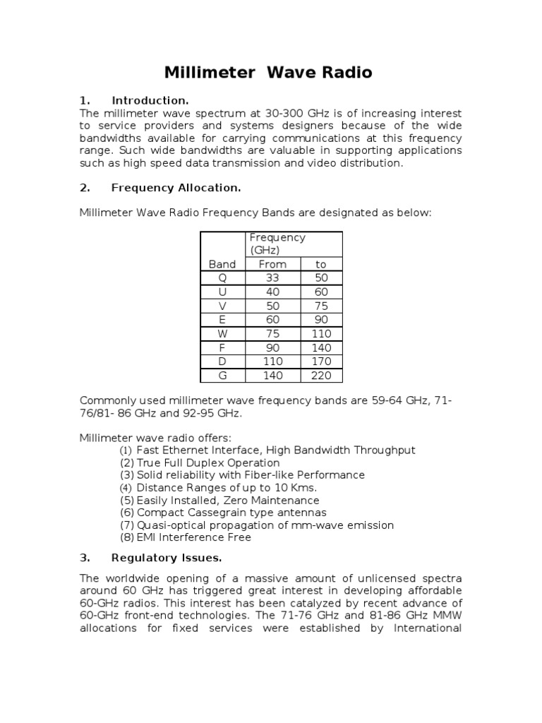Millimeter Wave Radio Overview and Benefits | PDF