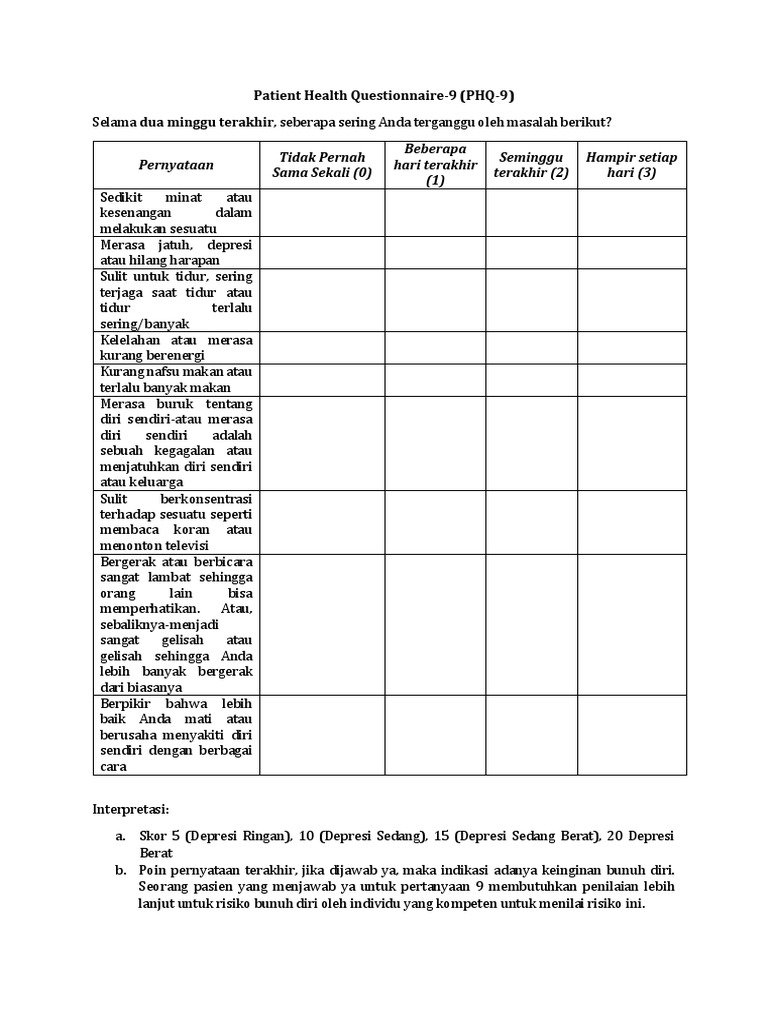 Patient Health Questionnaire | PDF