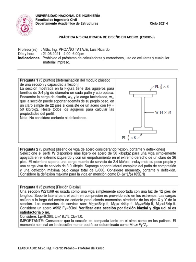 Practica N3 - ES-832J - 2021-I | PDF | Ingeniero civil | Ingeniería de ...