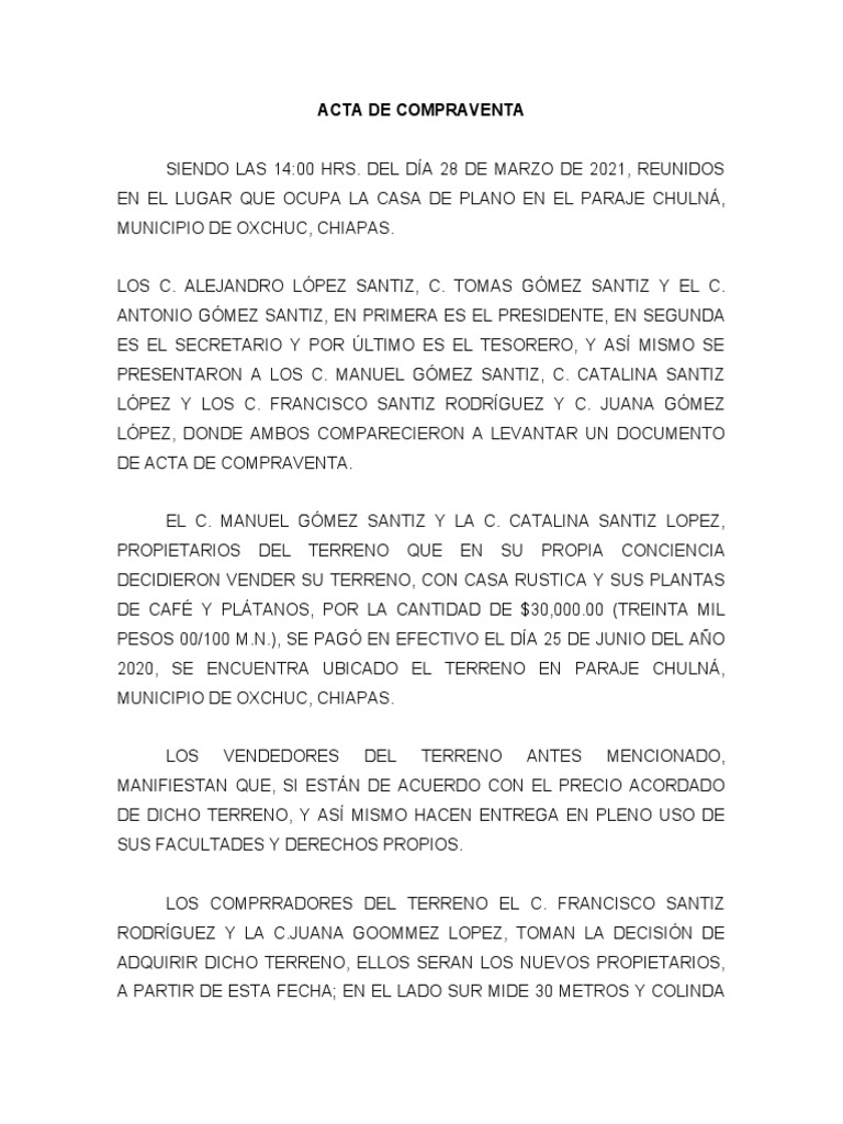 Acta de Compraventa | PDF