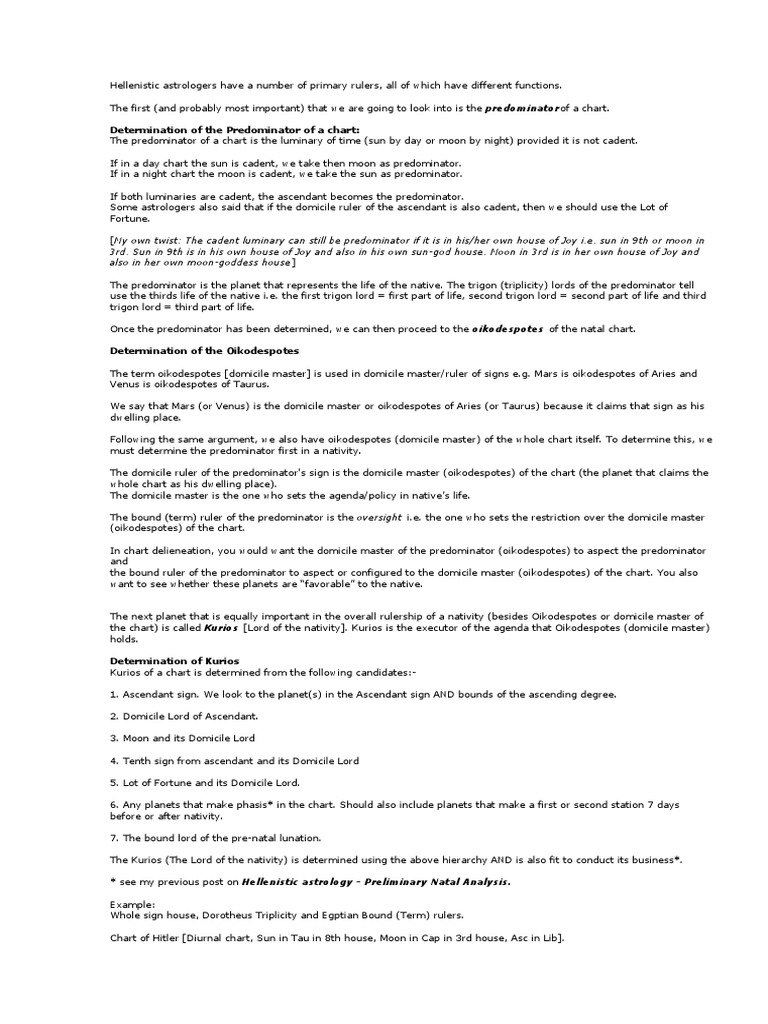 Primary Rulers | PDF | Planets In Astrology | New Age Practices