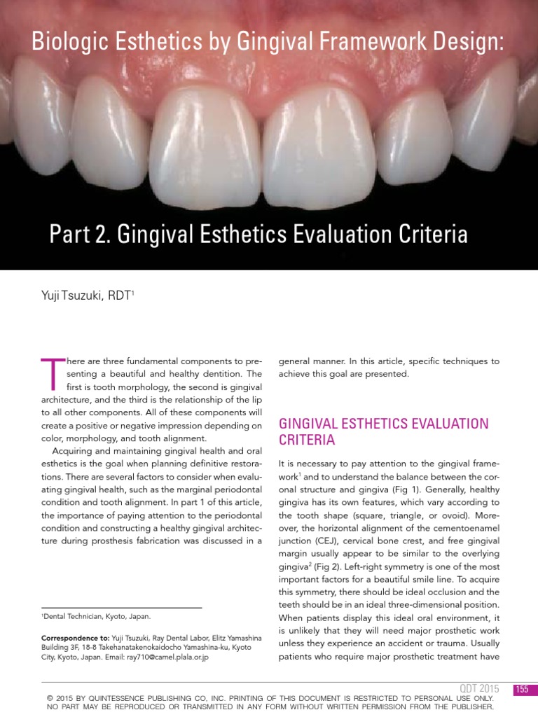 Biologic Esthetics by Gingival Framework Desing Part 2 Gingival ...