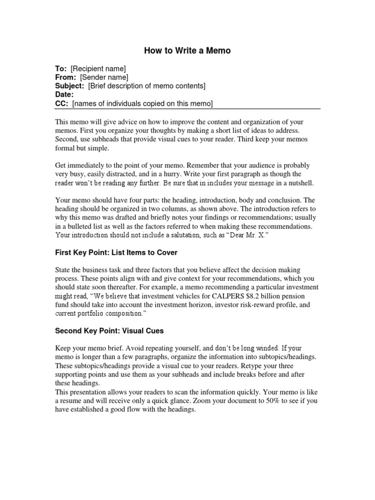 How To Write A Memo | PDF | Cognitive Science | Human Communication