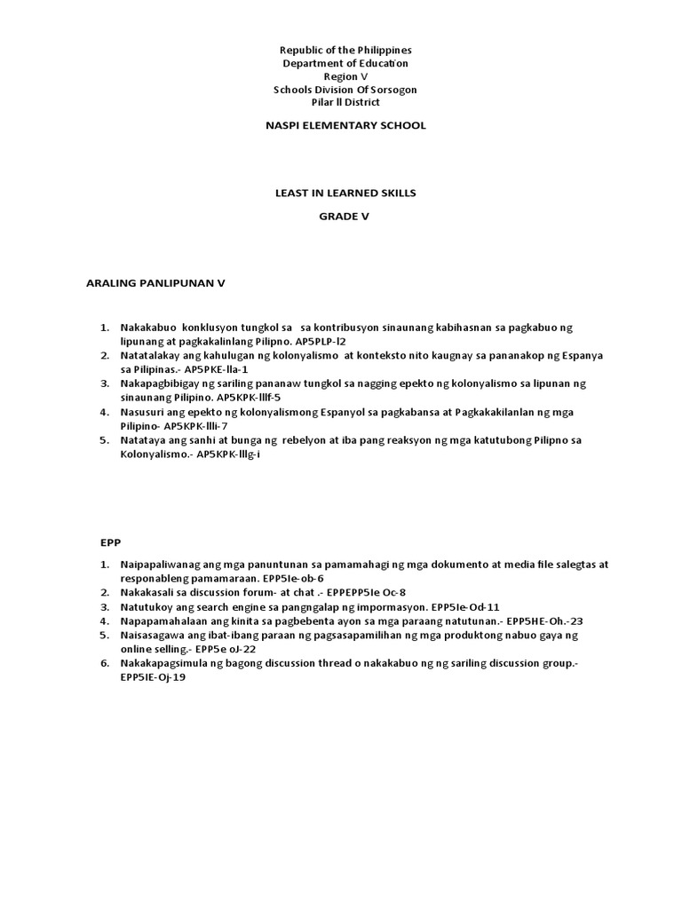 Least and Most Learned | PDF