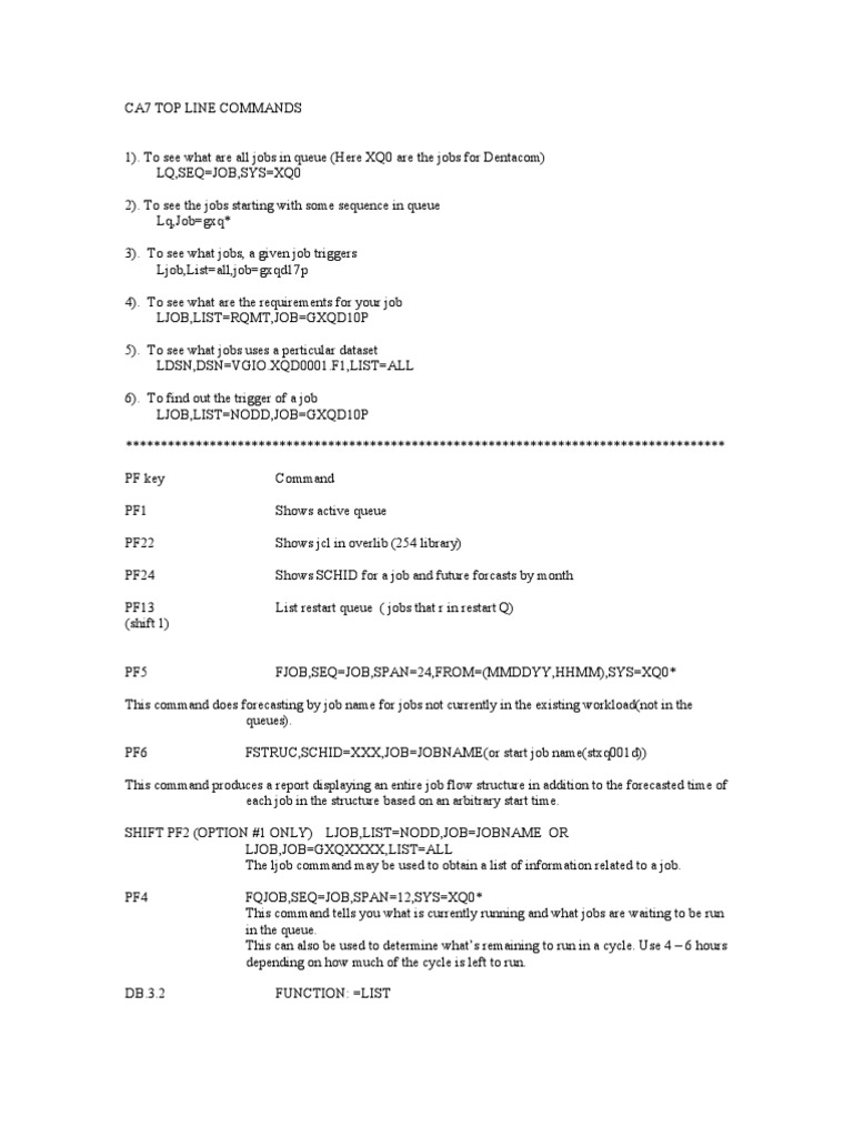 Ca 7 Commands Pdf Areas Of Computer Science Computing
