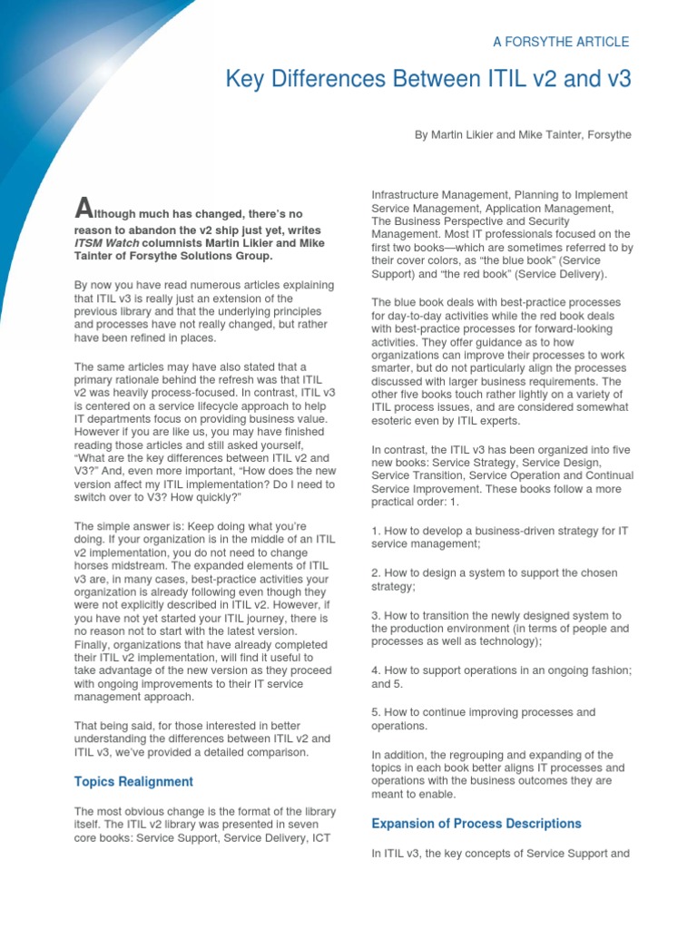 Key Differences Between Itil v2 and v3 | PDF | Itil | It Service Management