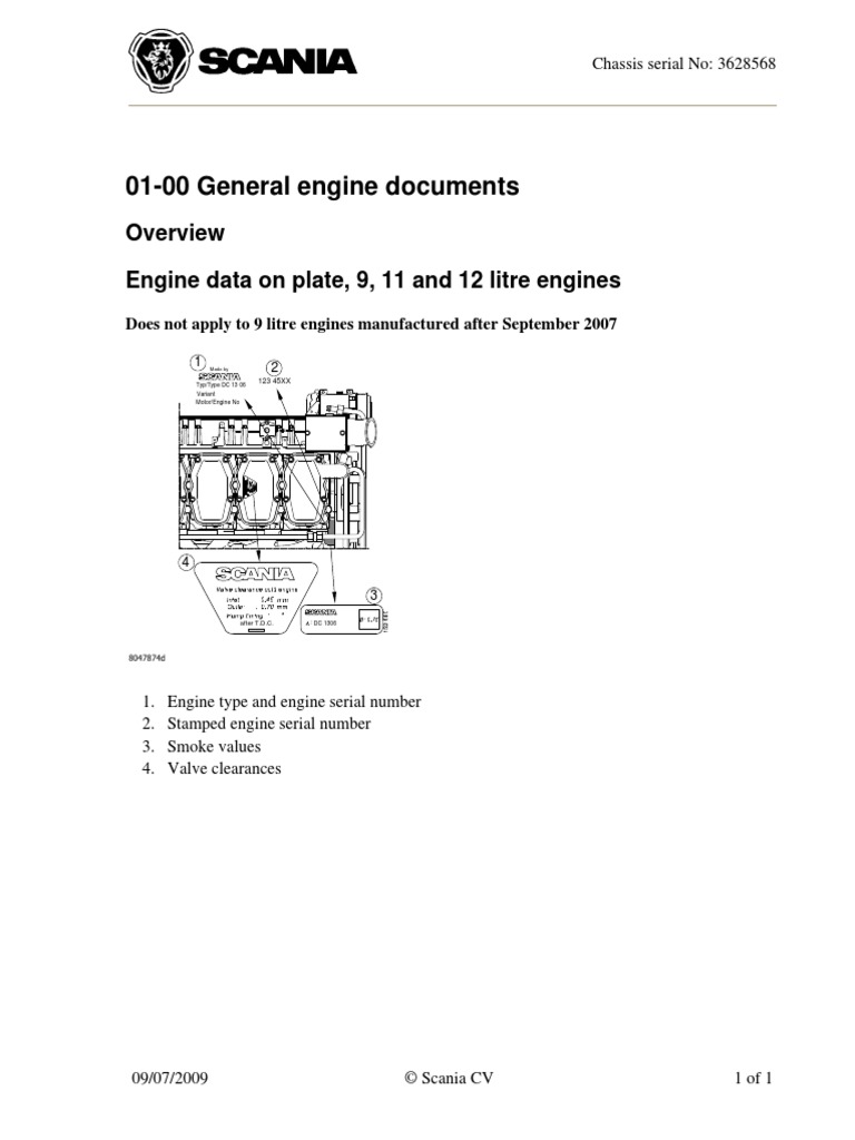 01-00 General Engine Documents: Engine Data On Plate, 9, 11 and 12 ...