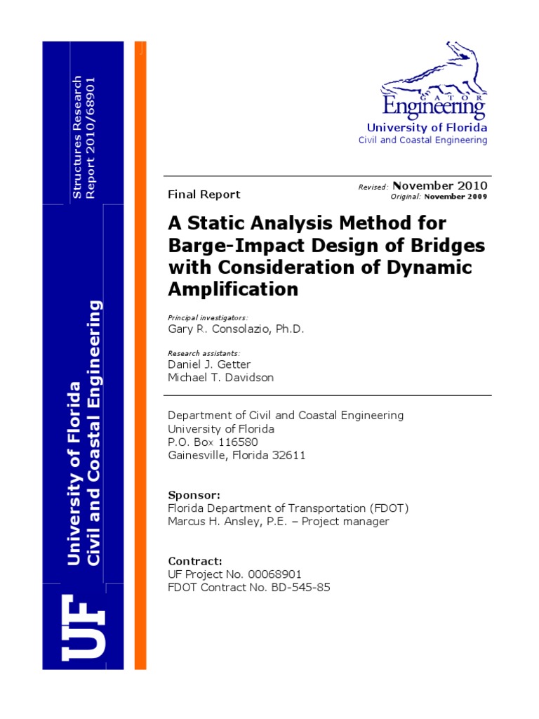 A Static Analysis Method For Barge-Impact Design of Bridges With ...
