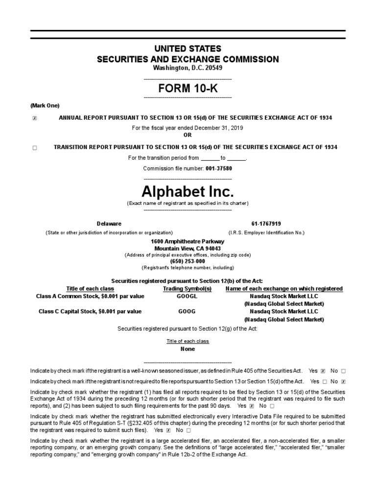 Alphabet 10K | PDF | Form 10 K | Advertising