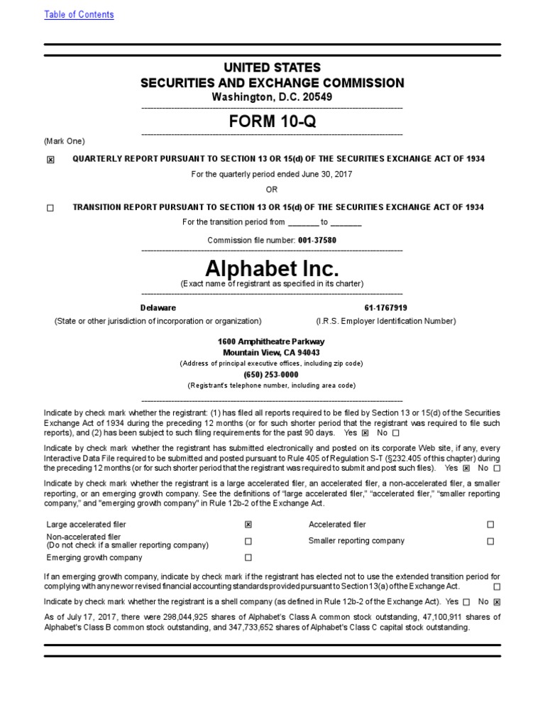 Alphabet Inc.: FORM 10-Q | PDF | Fair Value | Goodwill (Accounting)