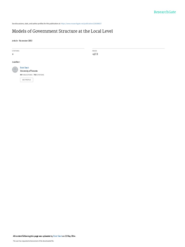 Models of Government Structure at The Local Level | PDF | Externality ...