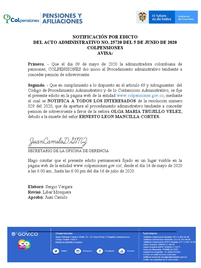 Edicto de Notificación A Terceros | PDF