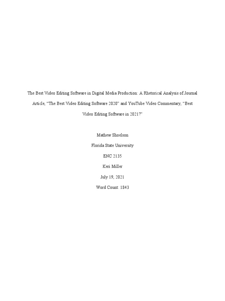 Rhetorical Analysis of Field Artifacts | PDF | Video | You Tube