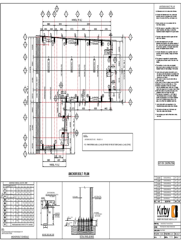 H Anchor Bolt Plan: C B B B B A A | PDF | Machining | Joining