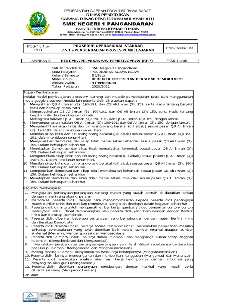 1 Berfikir Kritis Dan Bersikap Demokratis 0ri | PDF