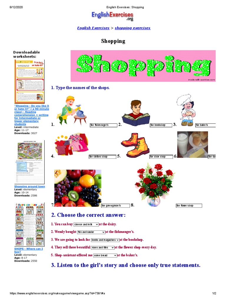 Shopping: 2. Choose The Correct Answer | PDF | Department Store