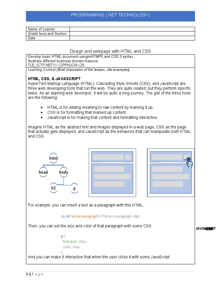PROGRAMMING in .Net Technology (LAS) QUARTER 2 - For Learners | PDF ...