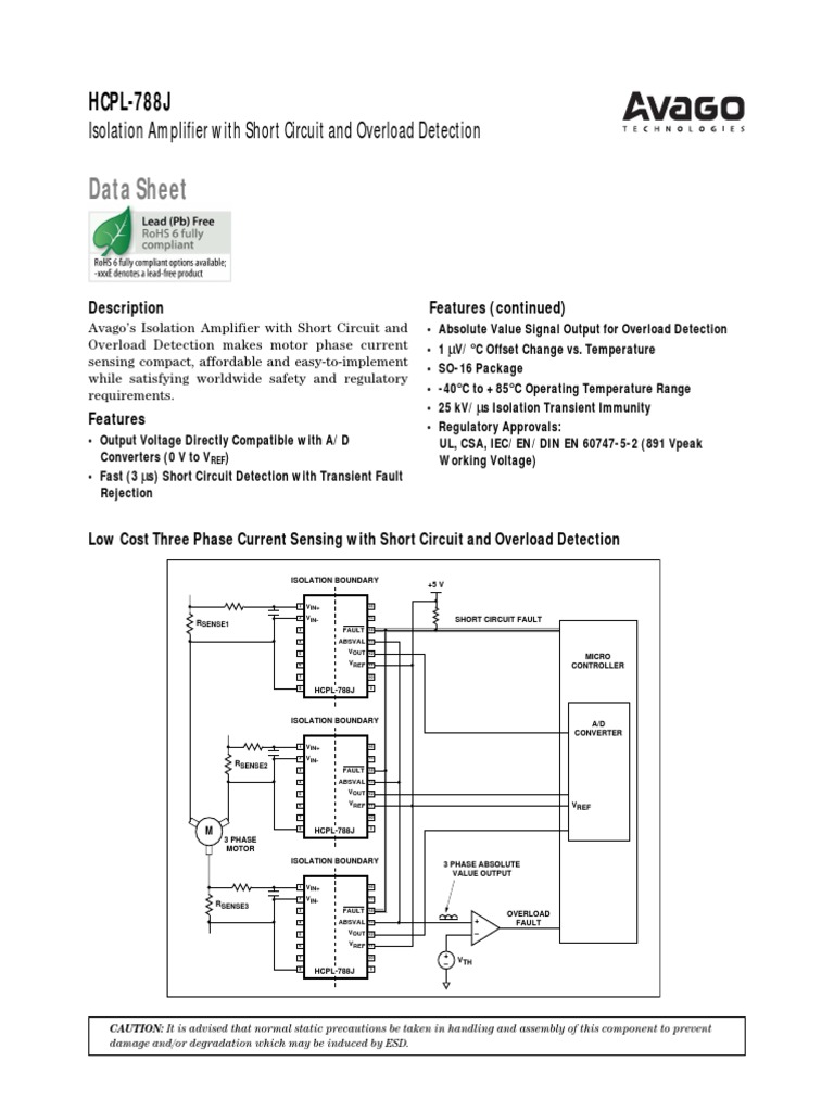 Data Sheet: HCPL-788J | PDF | Rectifier | Analog To Digital Converter
