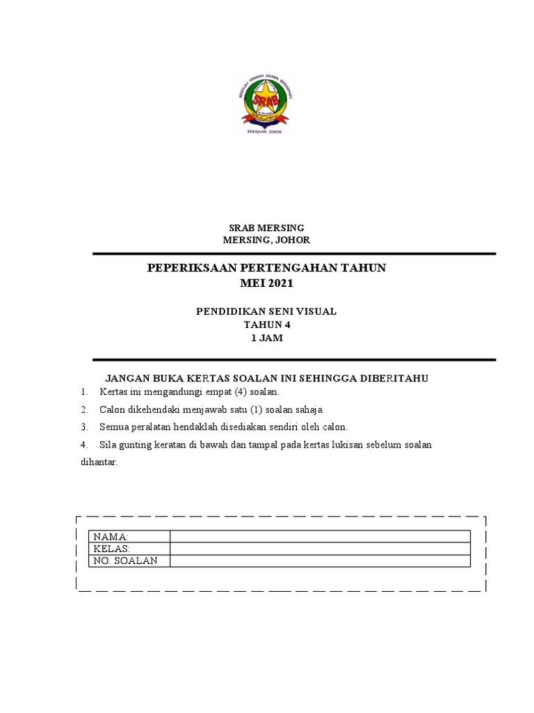 Kertas Soalan PSV Tahun 4 2021 | PDF