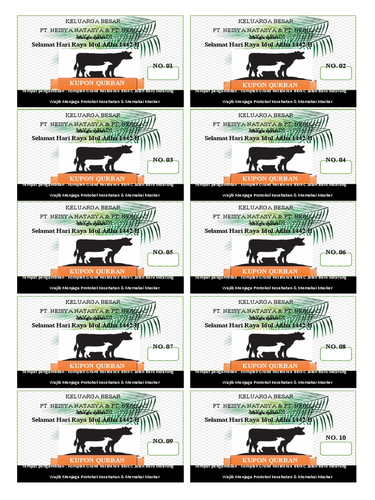 Kupon Qurban Idul Adha 1442 H | PDF