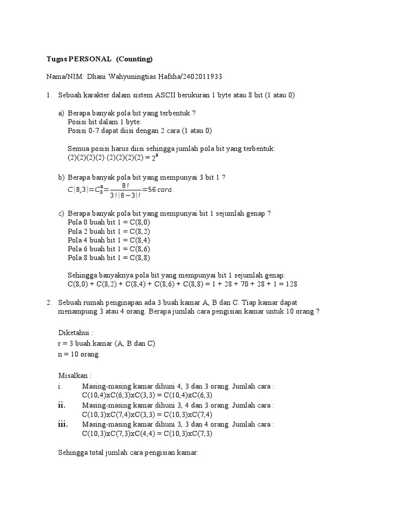Tugas 6 - Counting | PDF | Metode & Bahan Ajar | Sains & Matematika