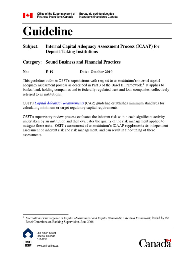 OFSI (2010), Internal Capital Adequacy Assessment Process (ICAAP) For ...