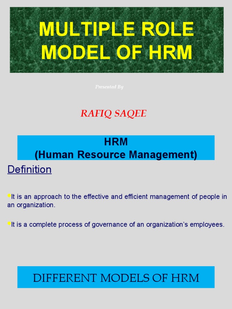 Multiple Role Model of HRM: Rafiq Saqee | PDF | Human Resource ...