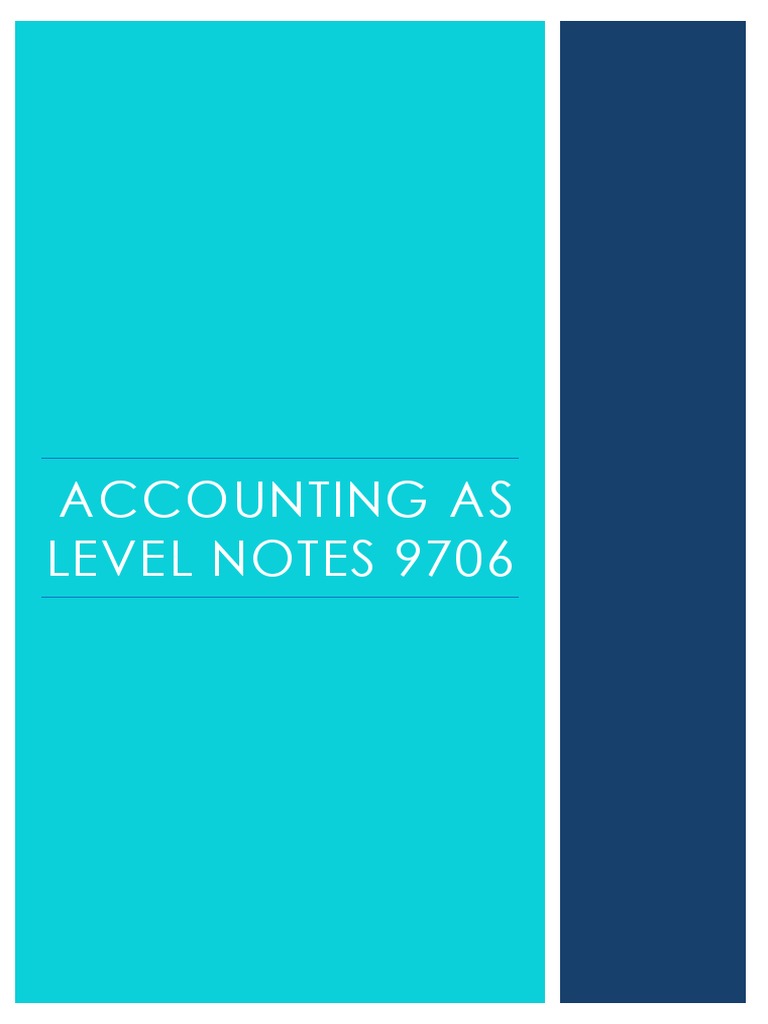 Accounting As Level Note | PDF | Bookkeeping | Depreciation