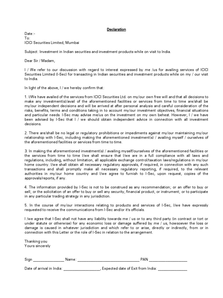 NRI Non Solicitation Letter | PDF | Investing | Private Law