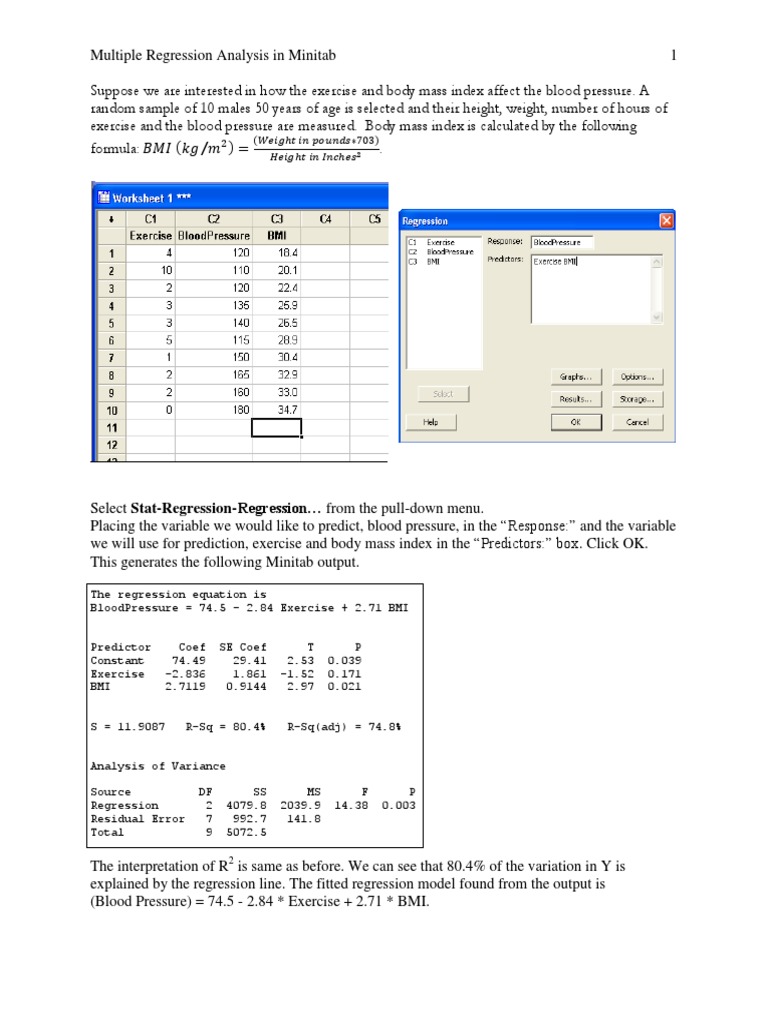 Minitab Multiple Regression Analysis | PDF | Multicollinearity | Regression Analysis