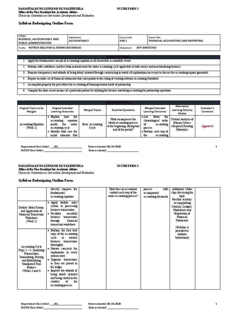 FAR 1 Financial Accounting and Reporting Redesigning Form | Download ...