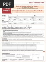 LIC SURRENDER FORM No.5074 ORIGINAL | PDF | Insurance | Life Insurance