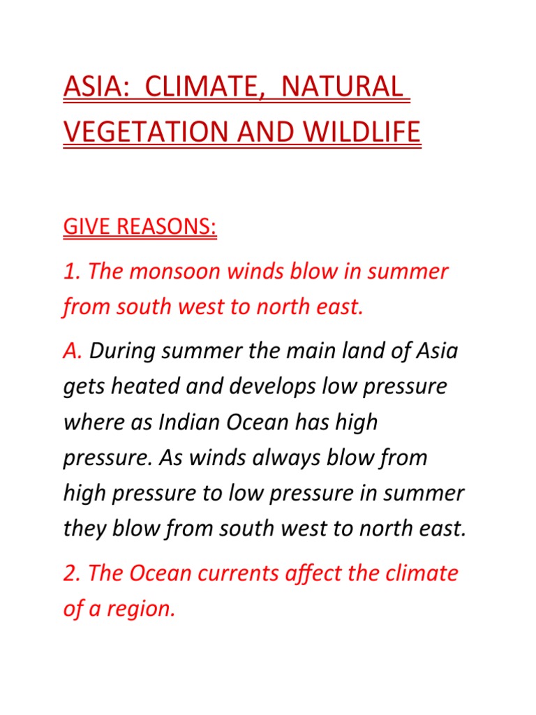 Climate, Vegetation, and Wildlife of Asia: A Comparison of Key Regions ...