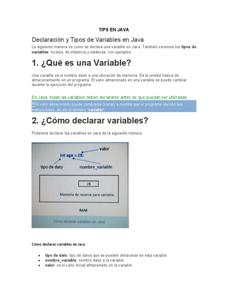 Tips en Java | PDF | Java (lenguaje de programación) | Estructura de ...