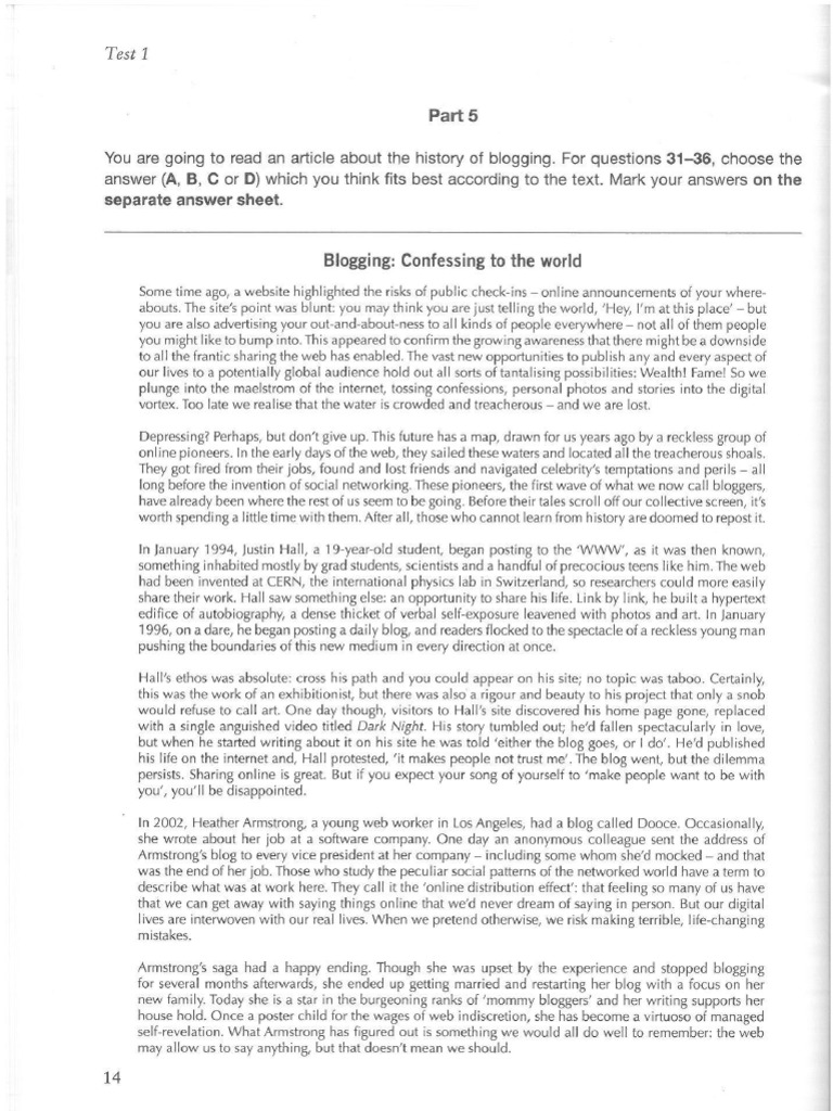 Reading For CPE Lesson 6 - Part 5 | PDF