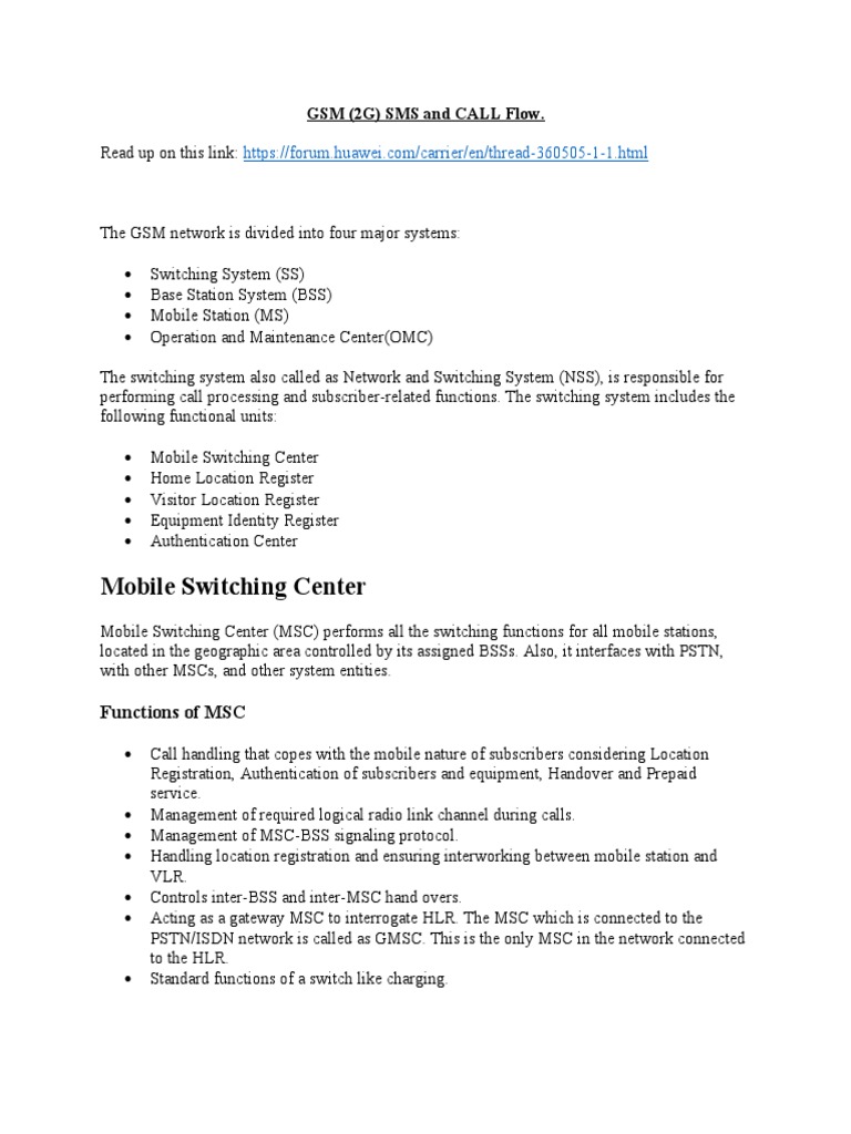 GSM SMS and Call Flow | PDF | Telecommunications Standards | Data ...