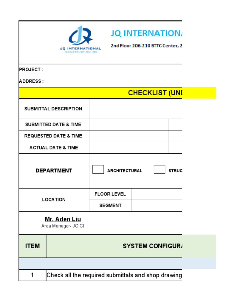 Checklist (Underground Pipe Laying Report) : Mr. Aden Liu | PDF ...