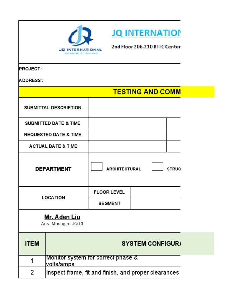 MEP Testing and Commissioning Checklist | PDF | Valve | Electrical Wiring