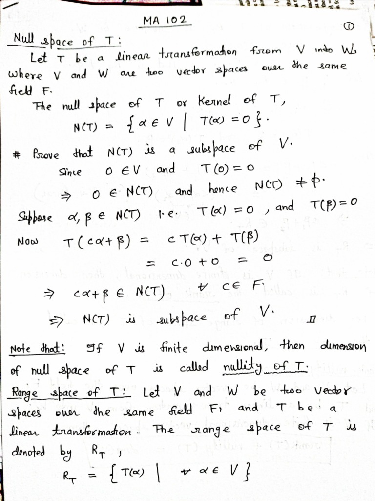 Rank-Nullity Theorem | PDF