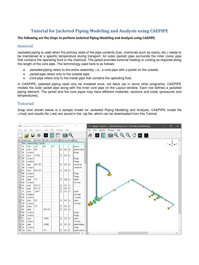 Jacketed Piping Tutorial in CAEPIPE | PDF | Pipe (Fluid Conveyance ...