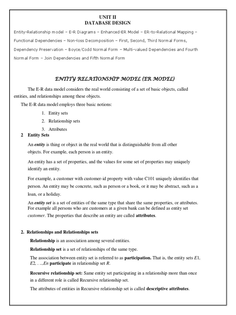 Unit II Database Design | PDF | Relational Database | Data Management ...