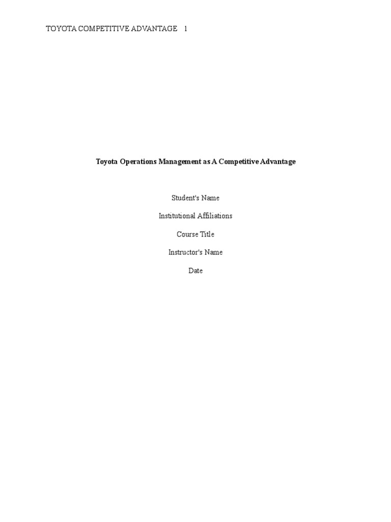 Toyota Operations Management As A Competitive Advantage | PDF ...