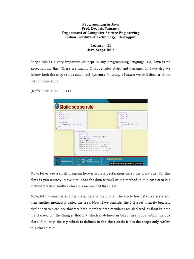 Lec 11 Pdf Method Computer Programming Class Computer Programming