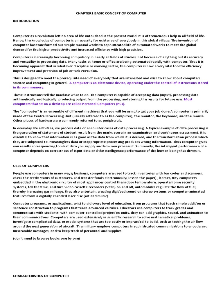 Chapter1 Basic Concept of Computer | PDF | Floppy Disk | Computer Data Storage