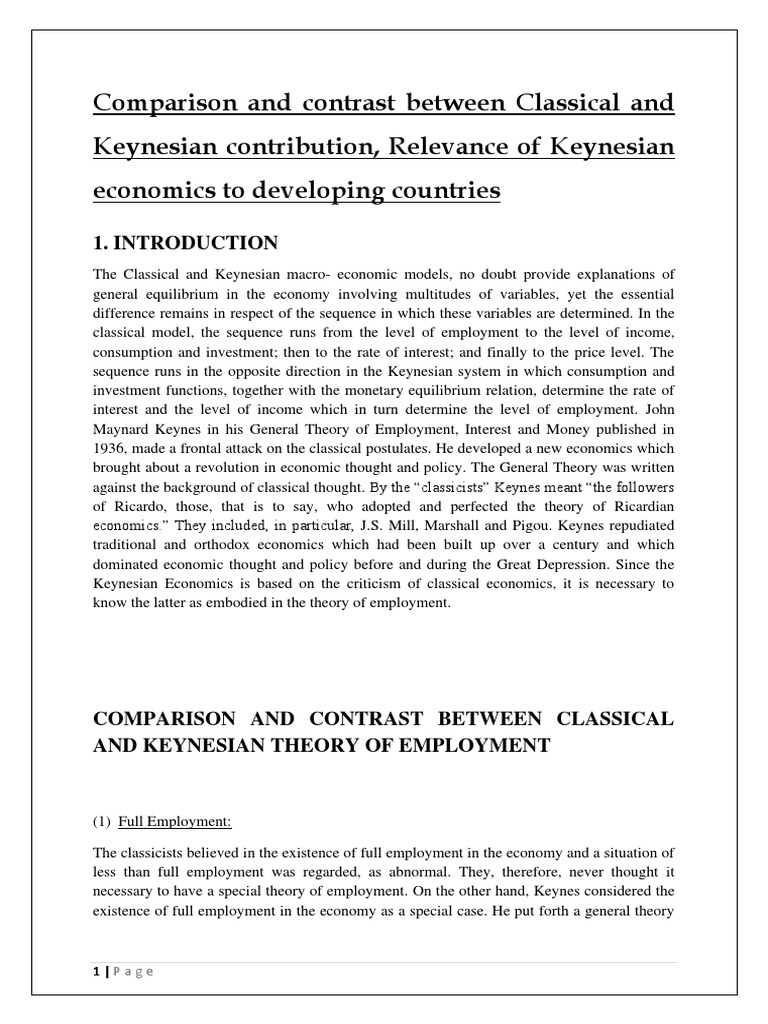 Classical vs. Keynesian Economics | PDF | Keynesian Economics | John ...