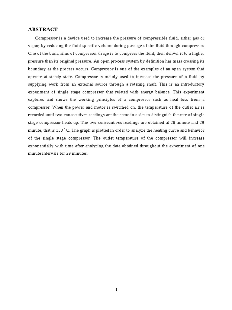 Single Stage Compressor Experiment Analysis | PDF | Engines | Heat