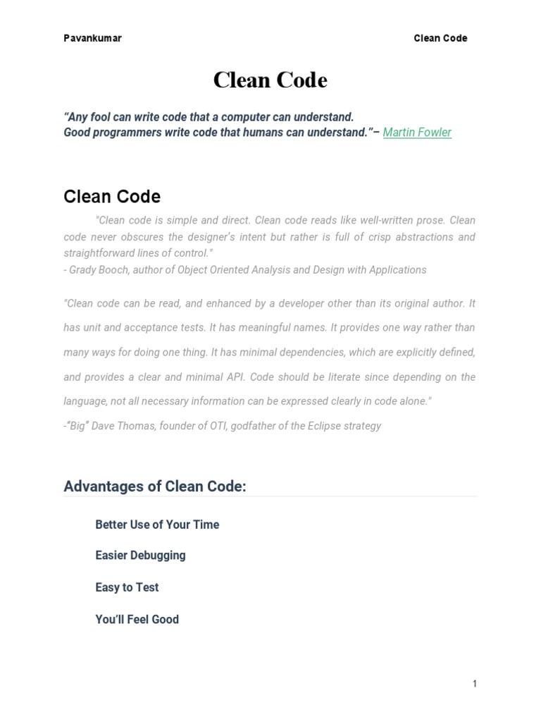Clean - Code - Check - List | PDF | Class (Computer Programming ...