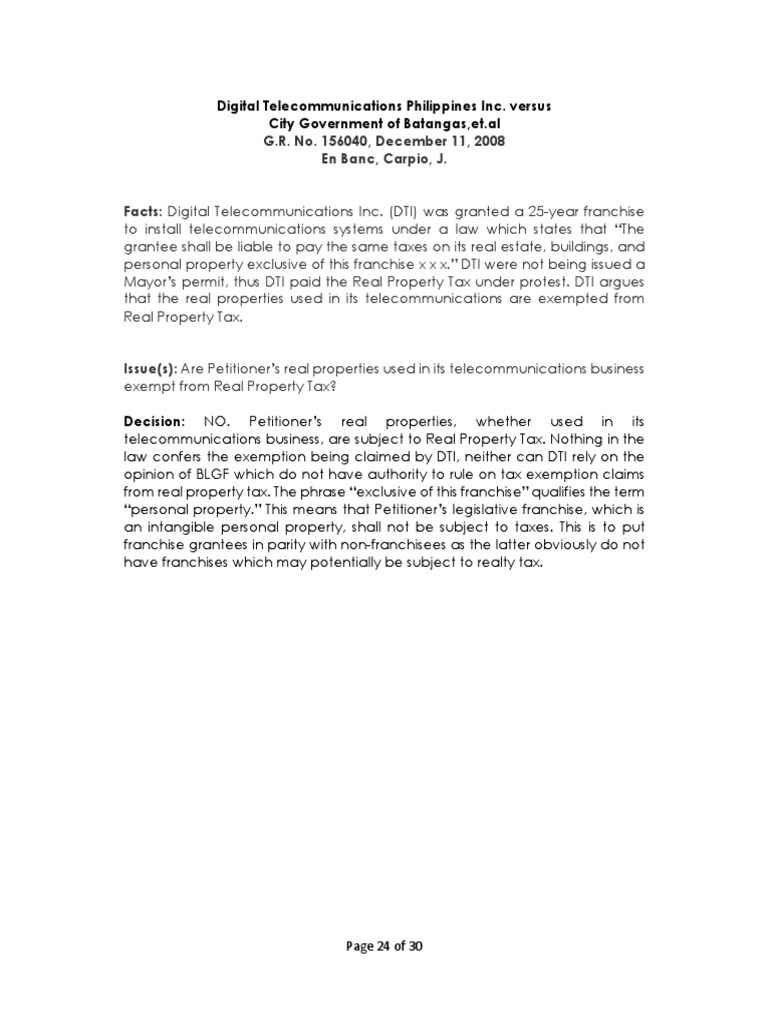 Digital Telecommunications Philippines vs. City Government of Batangas ...